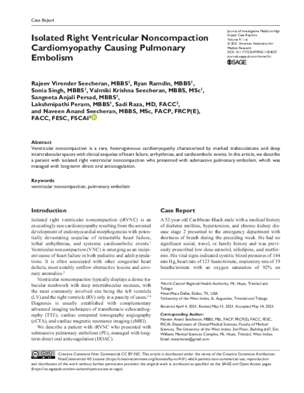 (PDF) Isolated Right Ventricular Noncompaction Cardiomyopathy Causing ...