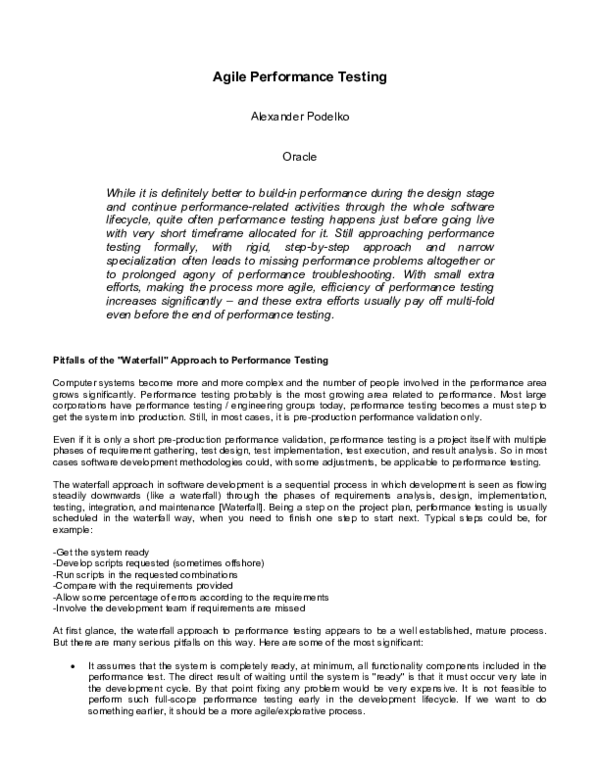 (PDF) Agile Performance Testing