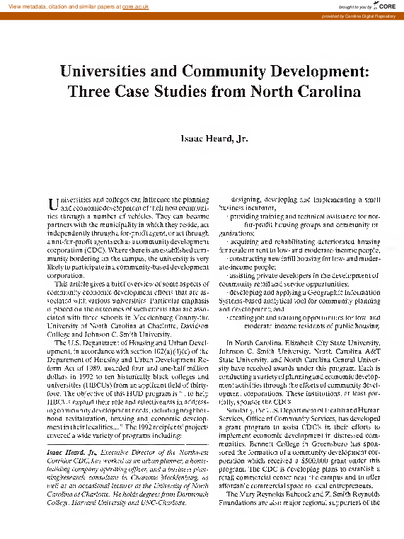 (PDF) Universities and Community Development: Three Case Studies from ...
