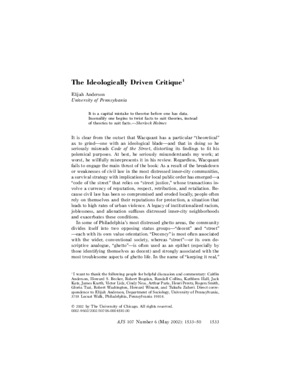 (PDF) The Ideologically Driven Critique