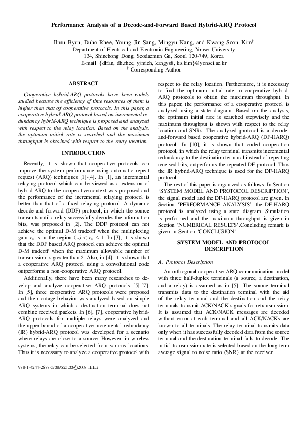 (PDF) Performance analysis of a decode-and-forward based hybrid-ARQ ...
