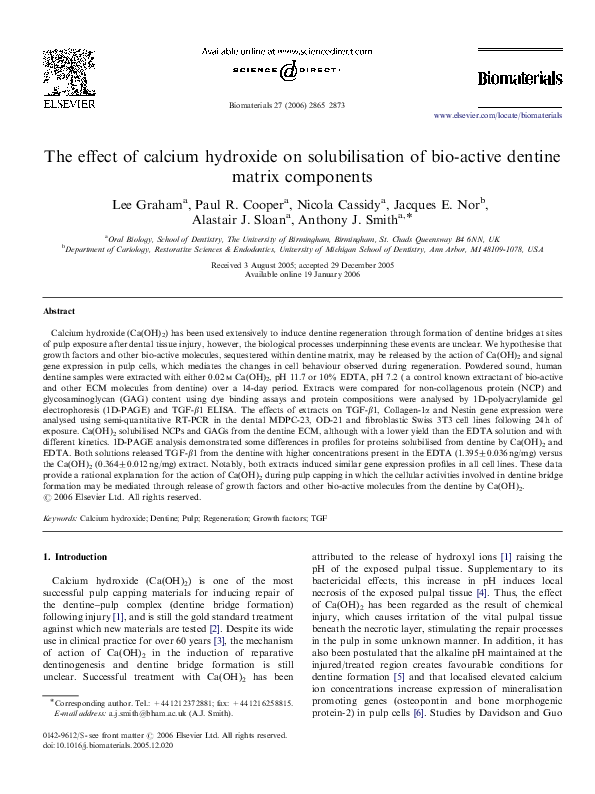 (PDF) The effect of calcium hydroxide on solubilisation of bio-active ...