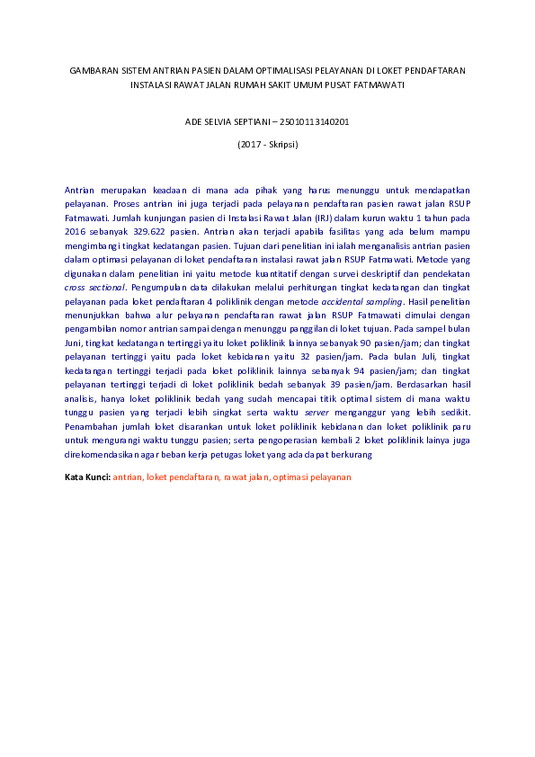 (PDF) Gambaran Sistem Antrian Pasien Dalam Optimalisasi Pelayanan DI ...