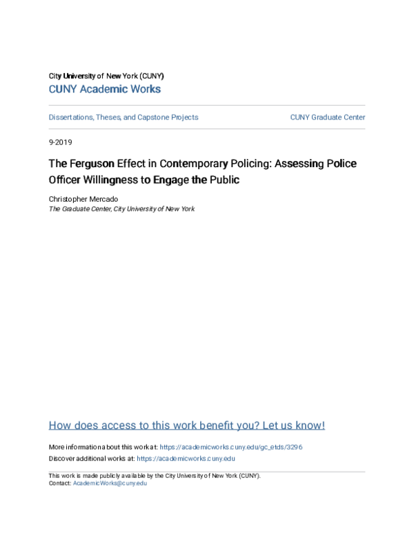 (PDF) The Ferguson Effect in Contemporary Policing: Assessing Police ...