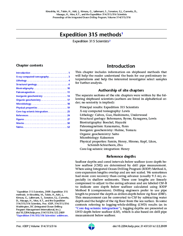 (PDF) Expedition 315 methods