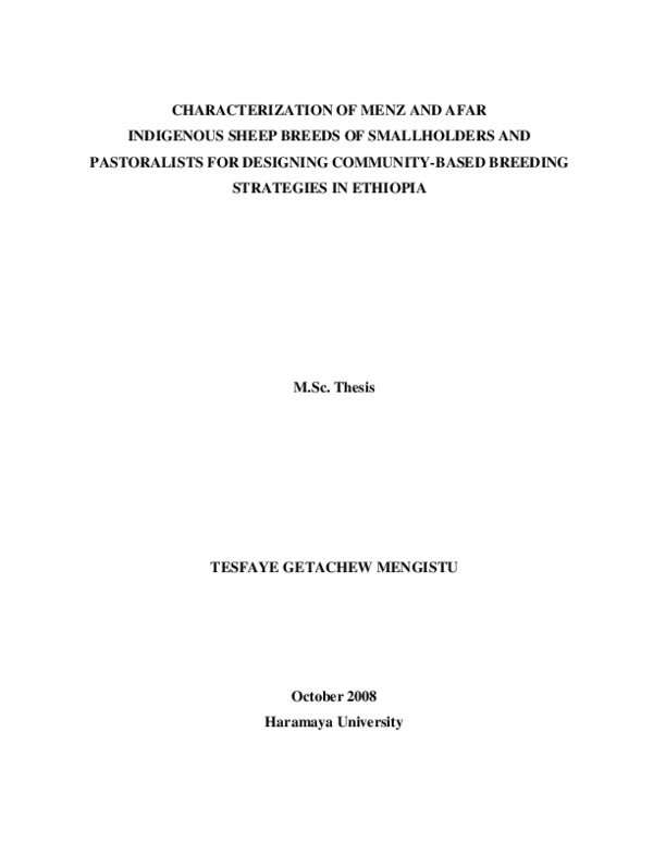 (PDF) Characterization of Menz and Afar Indigenous Sheep Breeds of ...