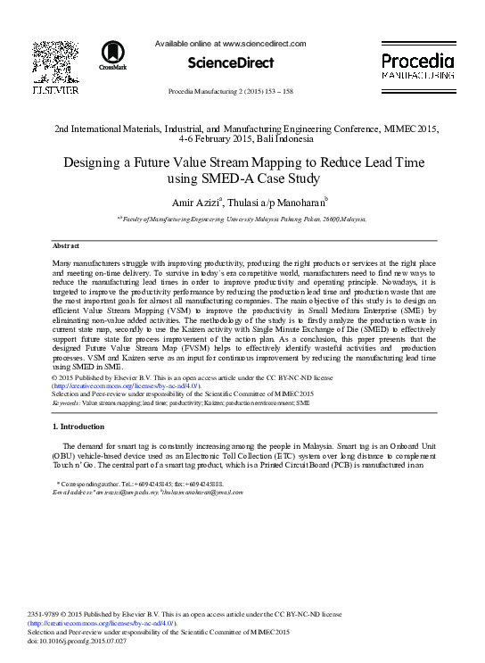 (PDF) Designing a Future Value Stream Mapping to Reduce Lead Time Using ...