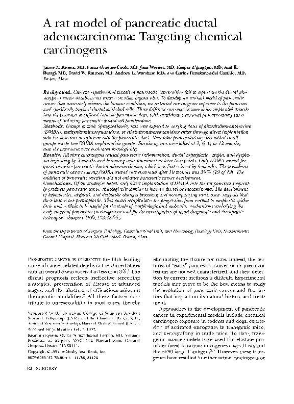(PDF) A rat model of pancreatic ductal adenocarcinoma: Targeting ...
