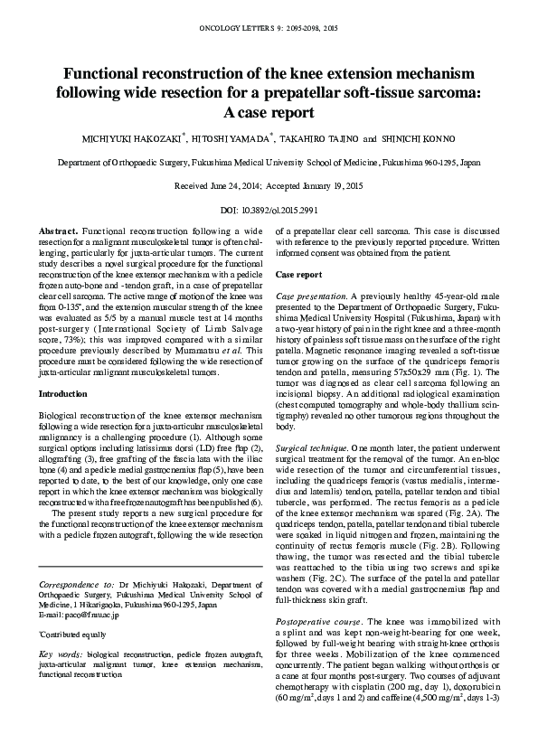 (PDF) Functional reconstruction of the knee extension mechanism ...
