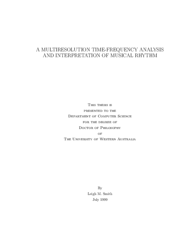 Pdf A Multiresolution Time Frequency Analysis And Interpretation Of