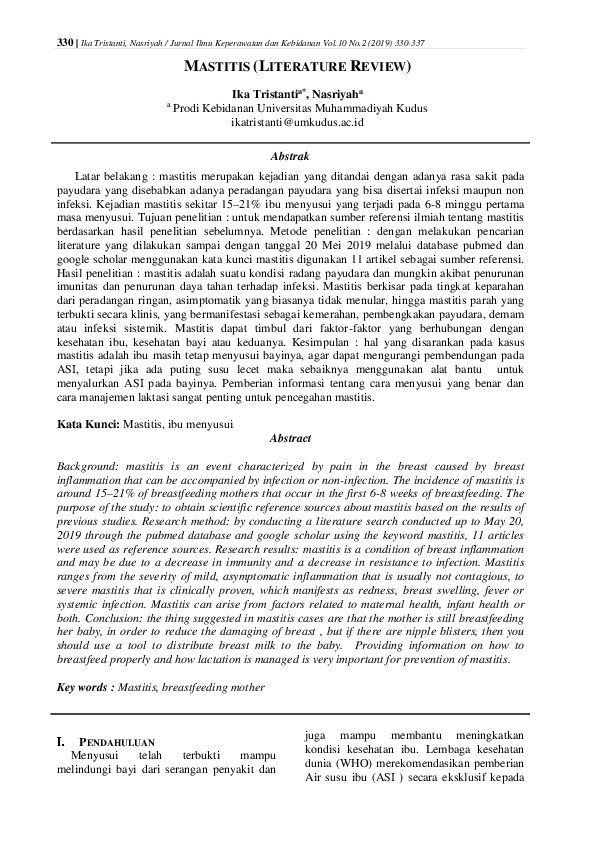 (PDF) MASTITIS (LITERATURE REVIEW