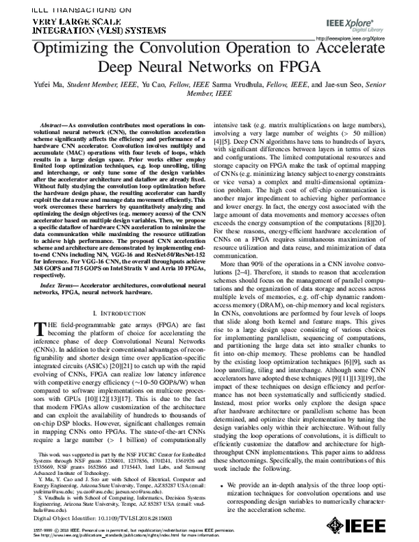 (PDF) Optimizing the Convolution Operation to Accelerate Deep Neural Networks on FPGA
