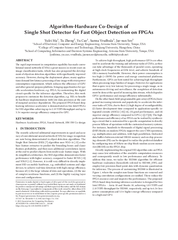 Pdf Algorithm Hardware Co Design Of Single Shot Detector For Fast