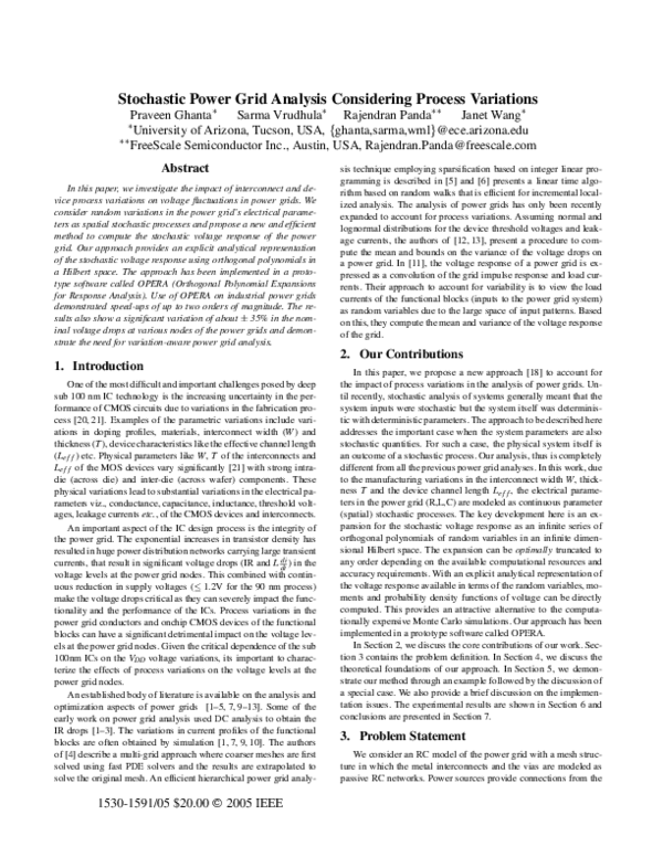 (PDF) Stochastic Power Grid Analysis Considering Process Variations