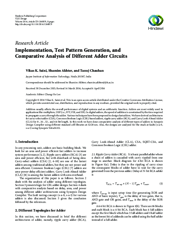 (PDF) Implementation, Test Pattern Generation, and Comparative Analysis ...