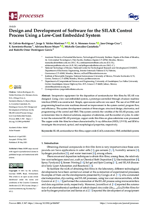 (PDF) Design and Development of Software for the SILAR Control Process Using a Low-Cost Embedded ...