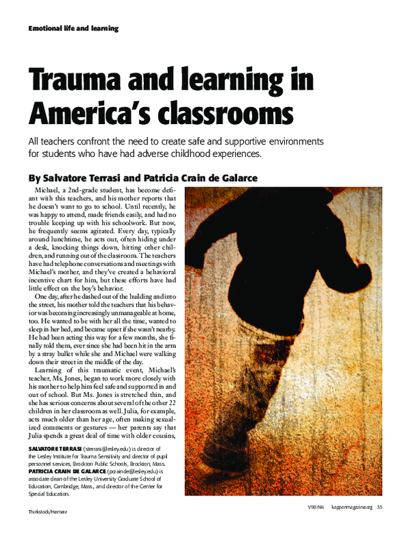 (PDF) Trauma and learning in America’s classrooms