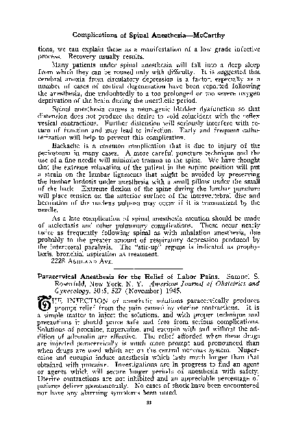 (PDF) Paracervical Anesthesia for the Relief of Labor Pains