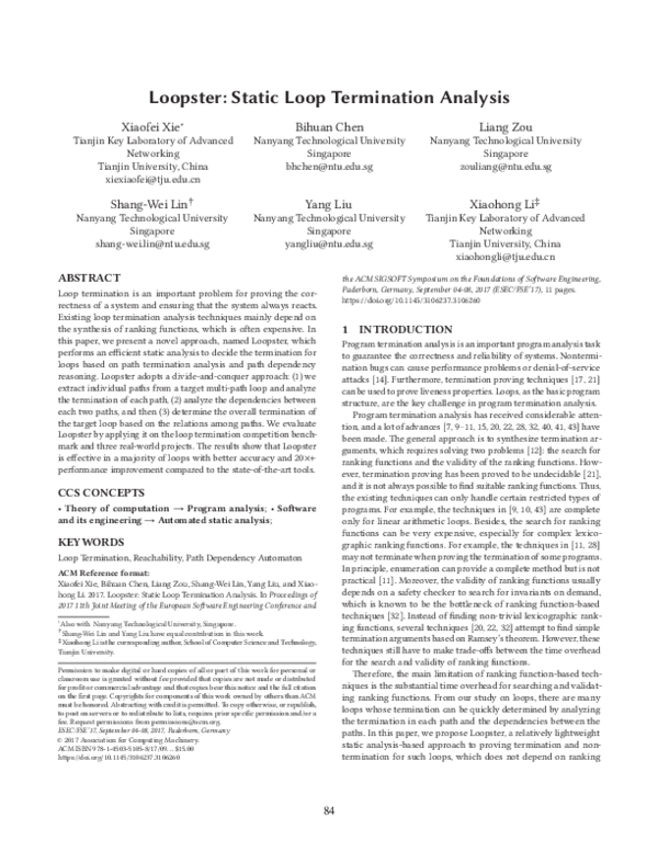 Pdf Loopster Static Loop Termination Analysis 9048