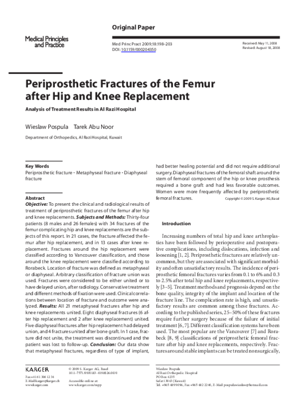 (PDF) Periprosthetic Fractures of the Femur after Hip and Knee Replacement