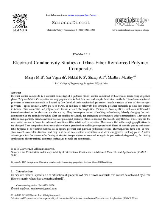 (PDF) Electrical Conductivity Studies of Glass Fiber Reinforced Polymer ...