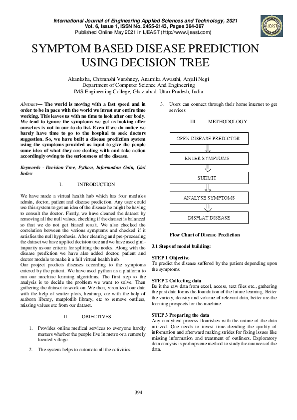 (PDF) Symptom Based Disease Prediction Using Decision Tree