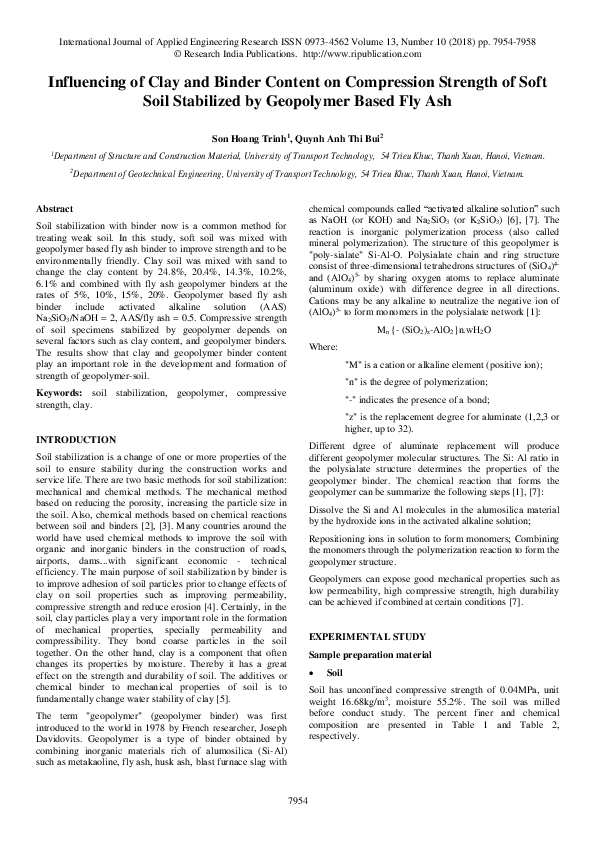 (PDF) Influencing of Clay and Binder Content on Compression Strength of ...