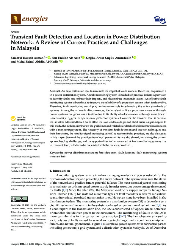 Pdf Transient Fault Detection And Location In Power Distribution Network A Review Of Current