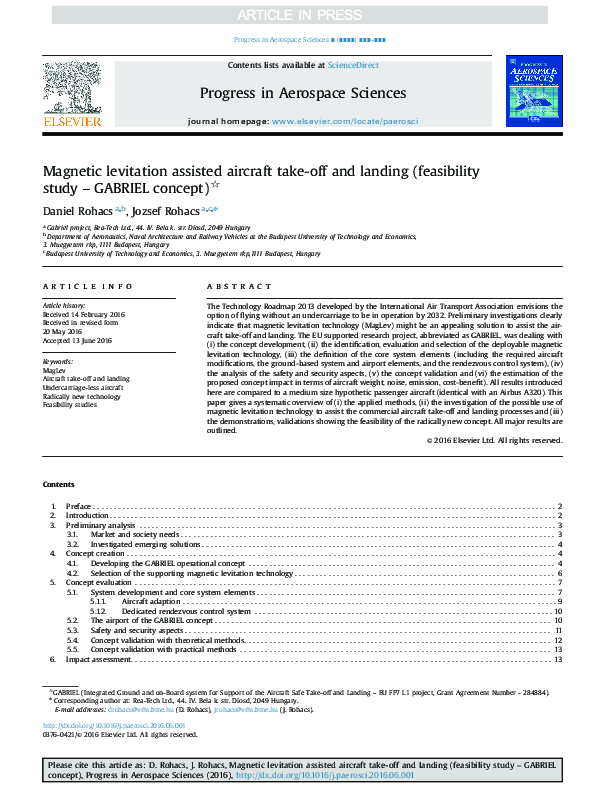 (PDF) Magnetic levitation assisted aircraft take-off and landing ...