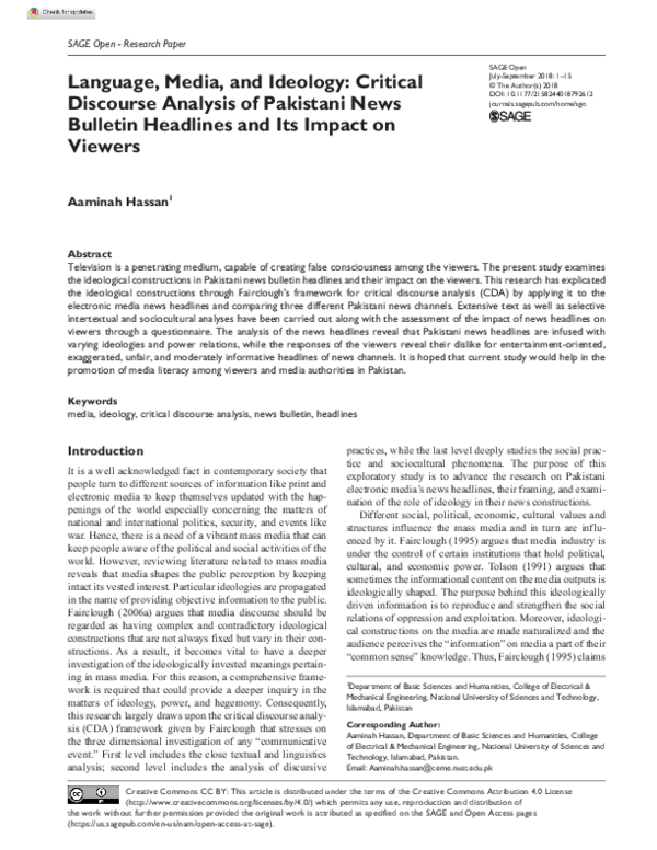 (PDF) Language, Media, and Ideology: Critical Discourse Analysis of ...