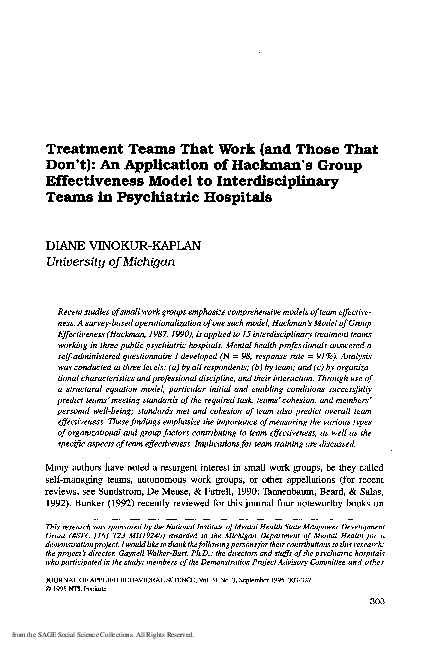 (PDF) Treatment Teams that Work (and those that don't): An Application ...