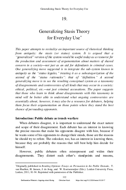 (PDF) Generalizing Stasis Theory for Everyday Use