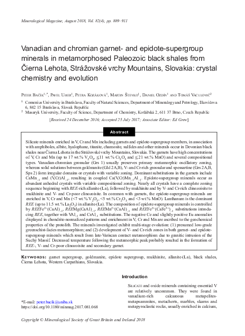 (PDF) Vanadian and chromian garnet- and epidote-supergroup minerals in ...