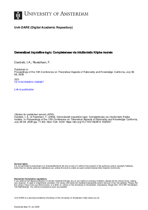 (PDF) Generalized inquisitive logic