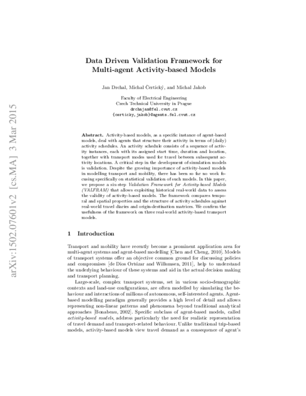 (PDF) Validation Framework for Activity-Based Models (PDF) Validation Framework for Activity-Based Models