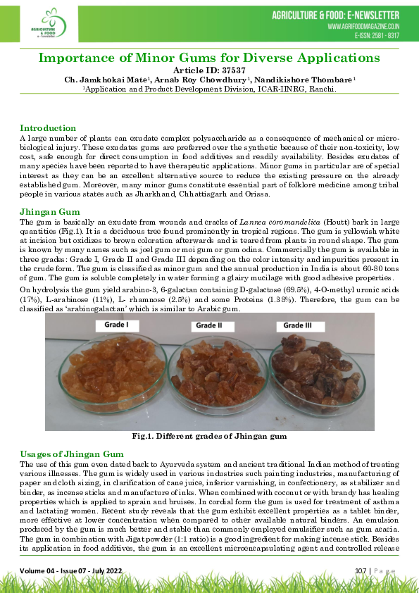 (PDF) Importance of Minor Gums for Diverse Applications