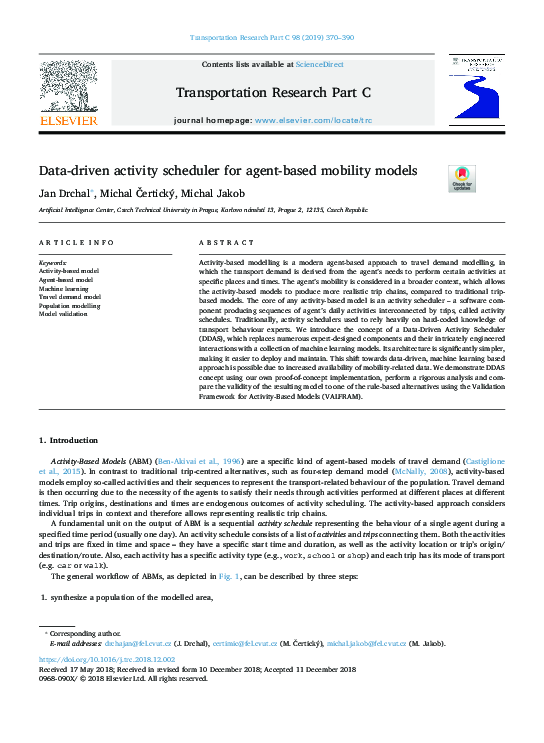 (PDF) Data-driven activity scheduler for agent-based mobility models