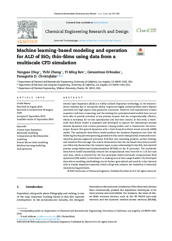 (PDF) Machine Learning-Based Modeling and Operation for ALD of SiO2 Thin-Films Using Data from a ...