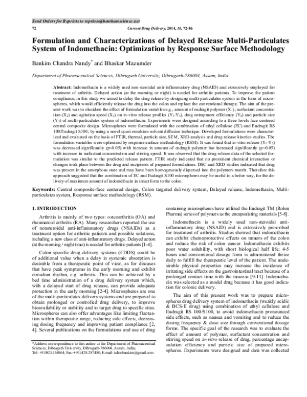 Pdf Formulation And Characterizations Of Delayed Release Multi Particulates System Of