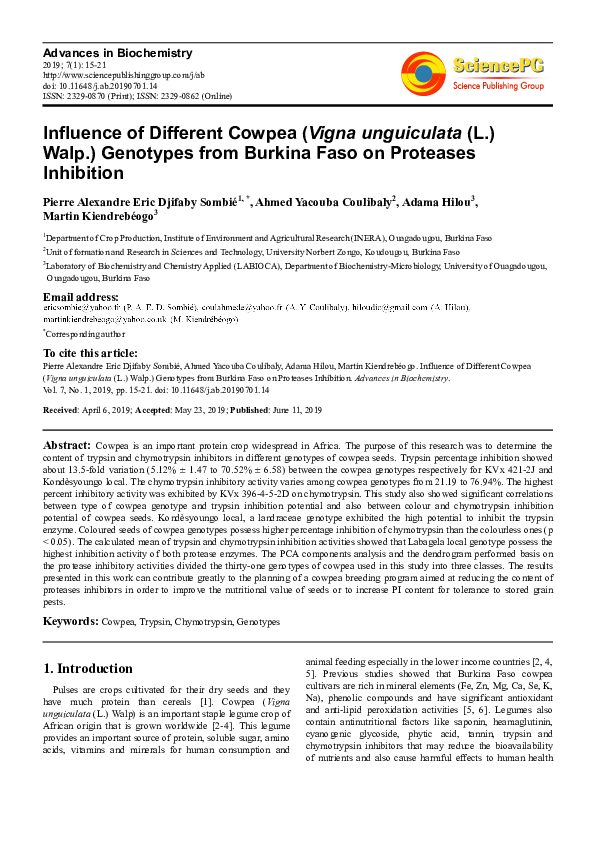 (PDF) Genetic variability in cowpea (Vigna unguiculata(L.) Walp.) genotypes