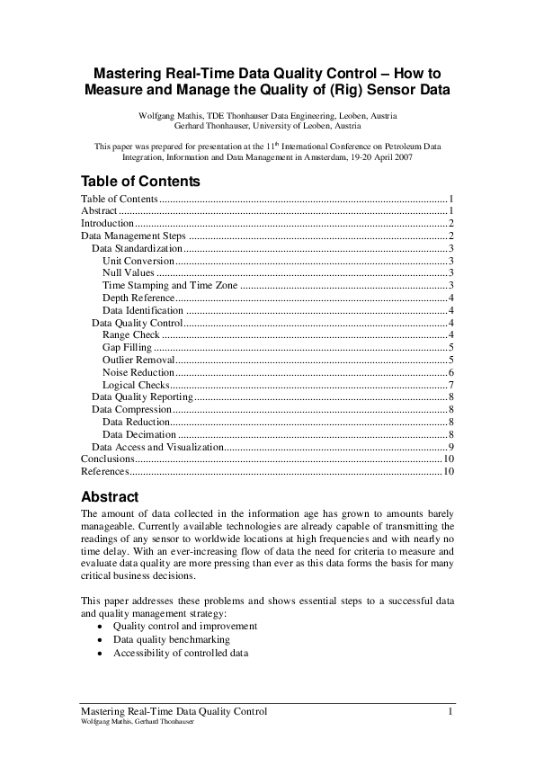 (PDF) Mastering Real-Time Data Quality Control - How to Measure and ...
