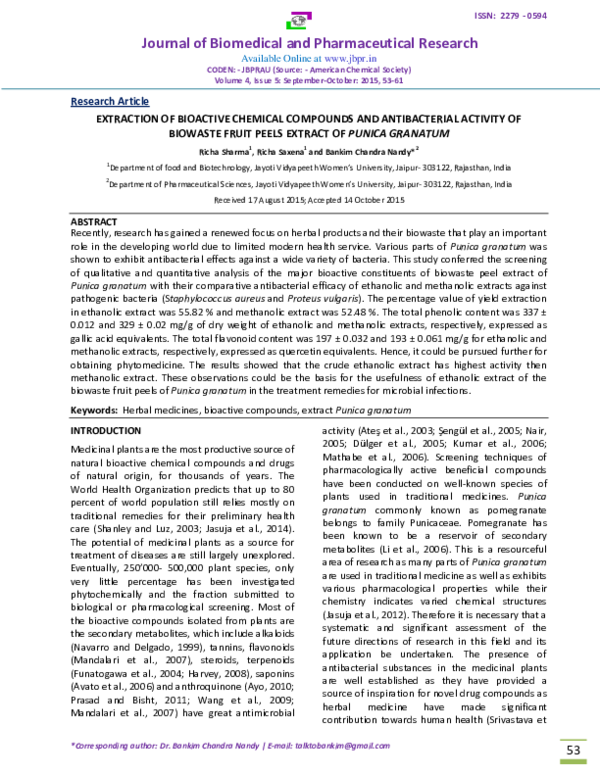(PDF) Extraction of Bioactive Chemical Compounds and Antibacterial ...