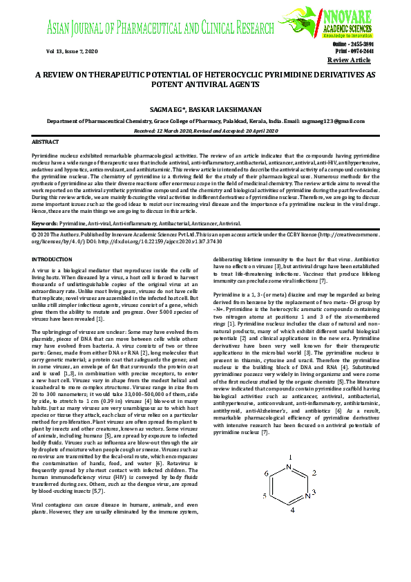 (PDF) A Review on Therapeutic Potential of Heterocyclic Pyrimidine Derivatives as Potent ...
