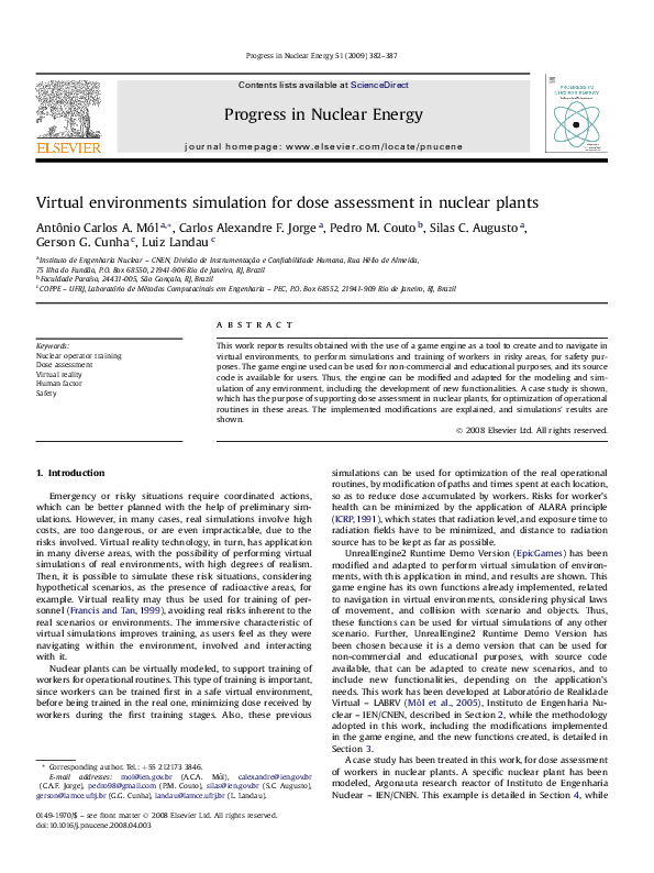 (PDF) Virtual environments simulation for dose assessment in nuclear plants