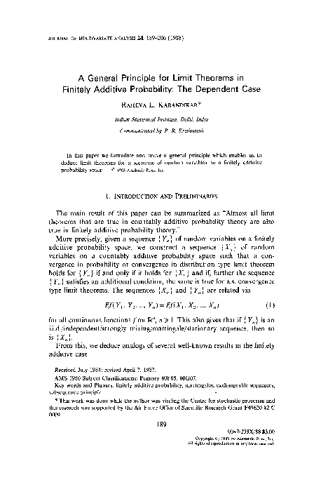 (PDF) A general principle for limit theorems in finitely additive ...