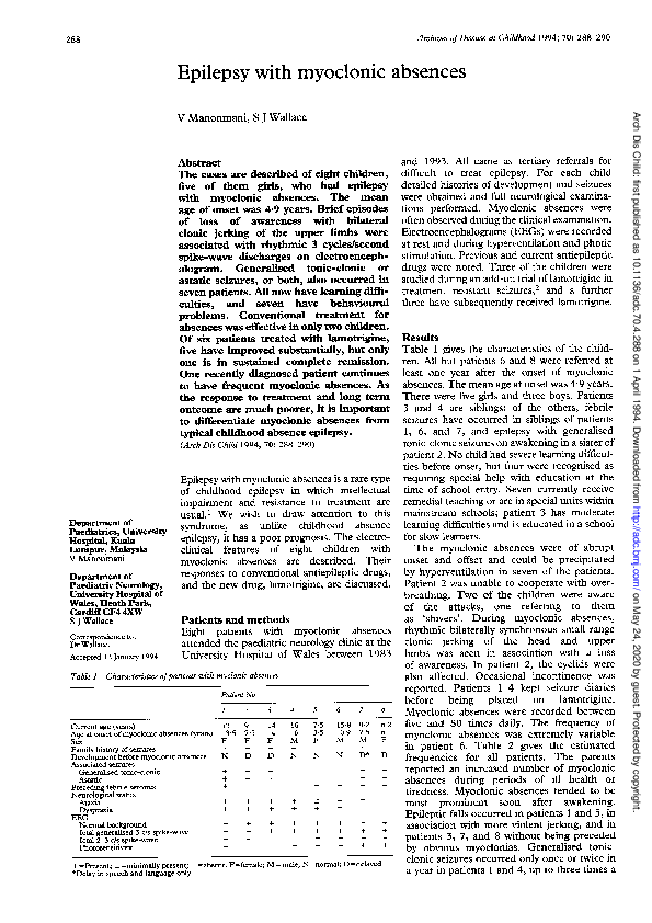 (PDF) Epilepsy with myoclonic absences