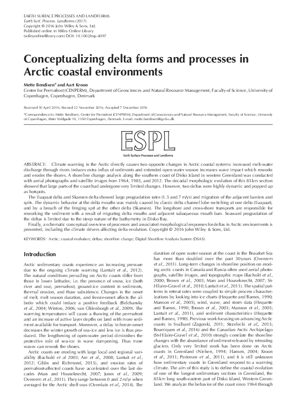 (PDF) Conceptualizing delta forms and processes in Arctic coastal ...
