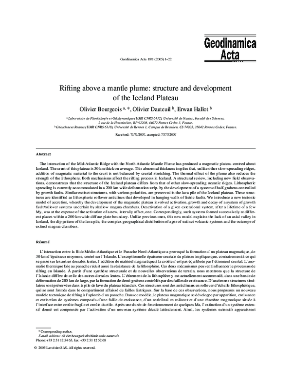 (PDF) Rifting above a mantle plume: structure and development of the ...