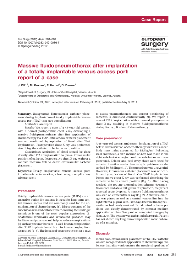 (PDF) Massive fluidopneumothorax after implantation of a totally ...