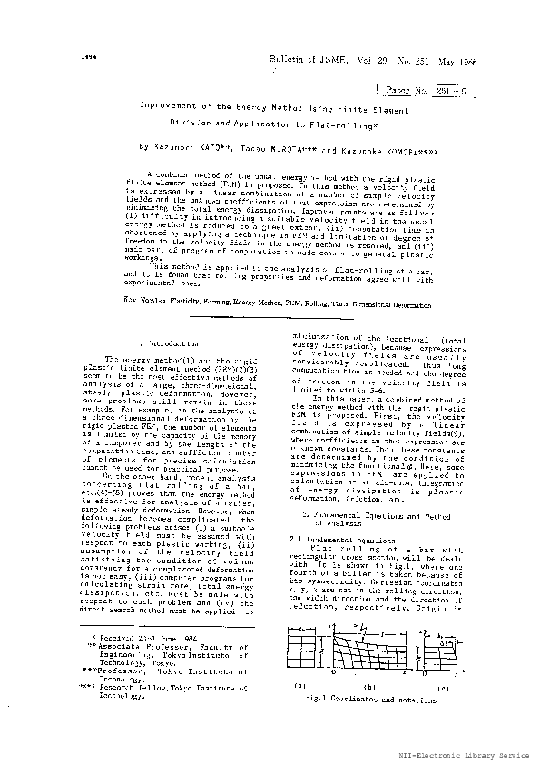 (PDF) Improvement of the Energy Method Using Finite Element Division and Application to Flat-rolling